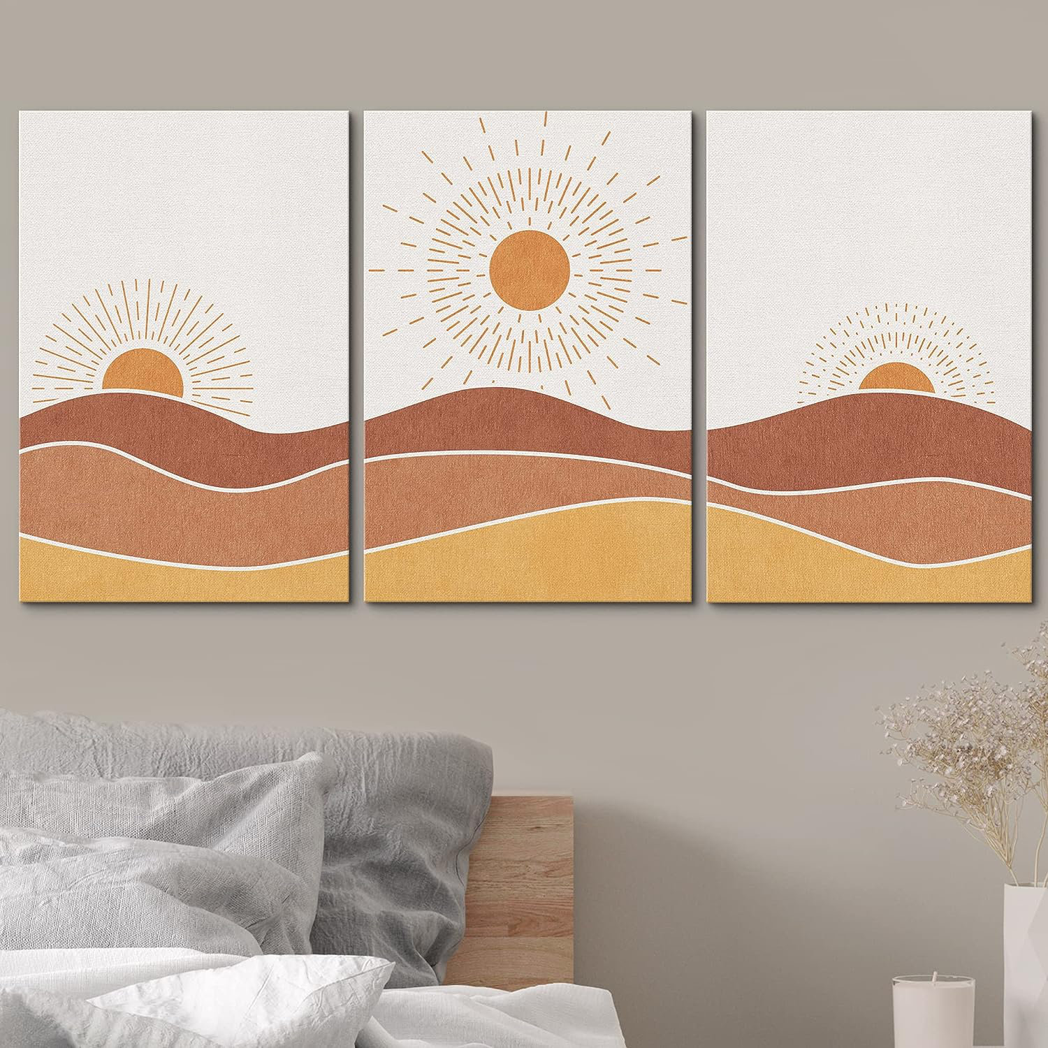 IDEA4WALL Sun And Moon " Sunset Sunrise " 3 - Pieces | Wayfair