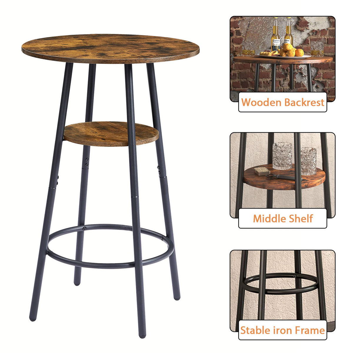 17 Stories Bistro Table and Chairs Set of 2, 3-Piece Bar Table and ...