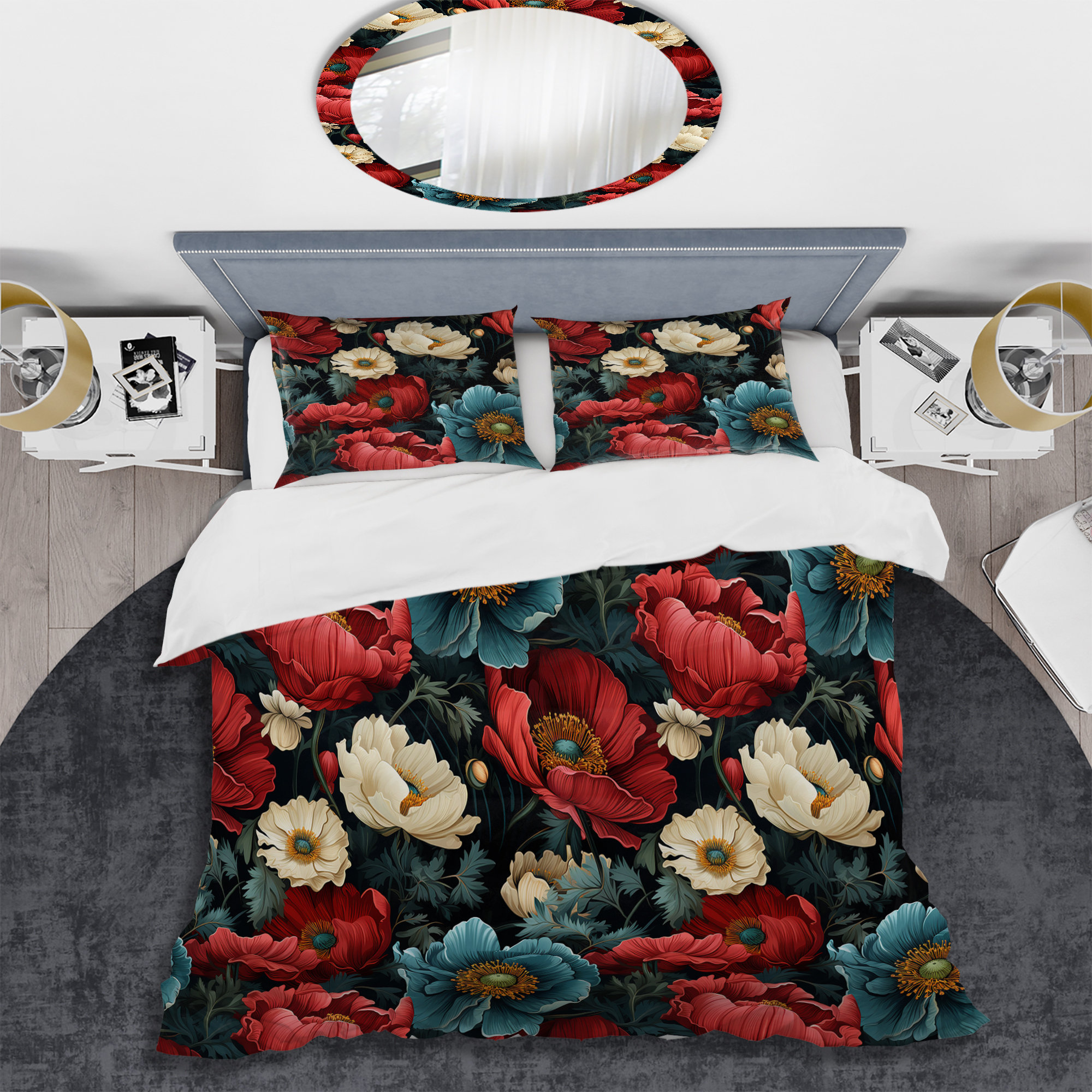 Design Art Blue And Red Poppy Flowers Pattern V Bedding | Wayfair