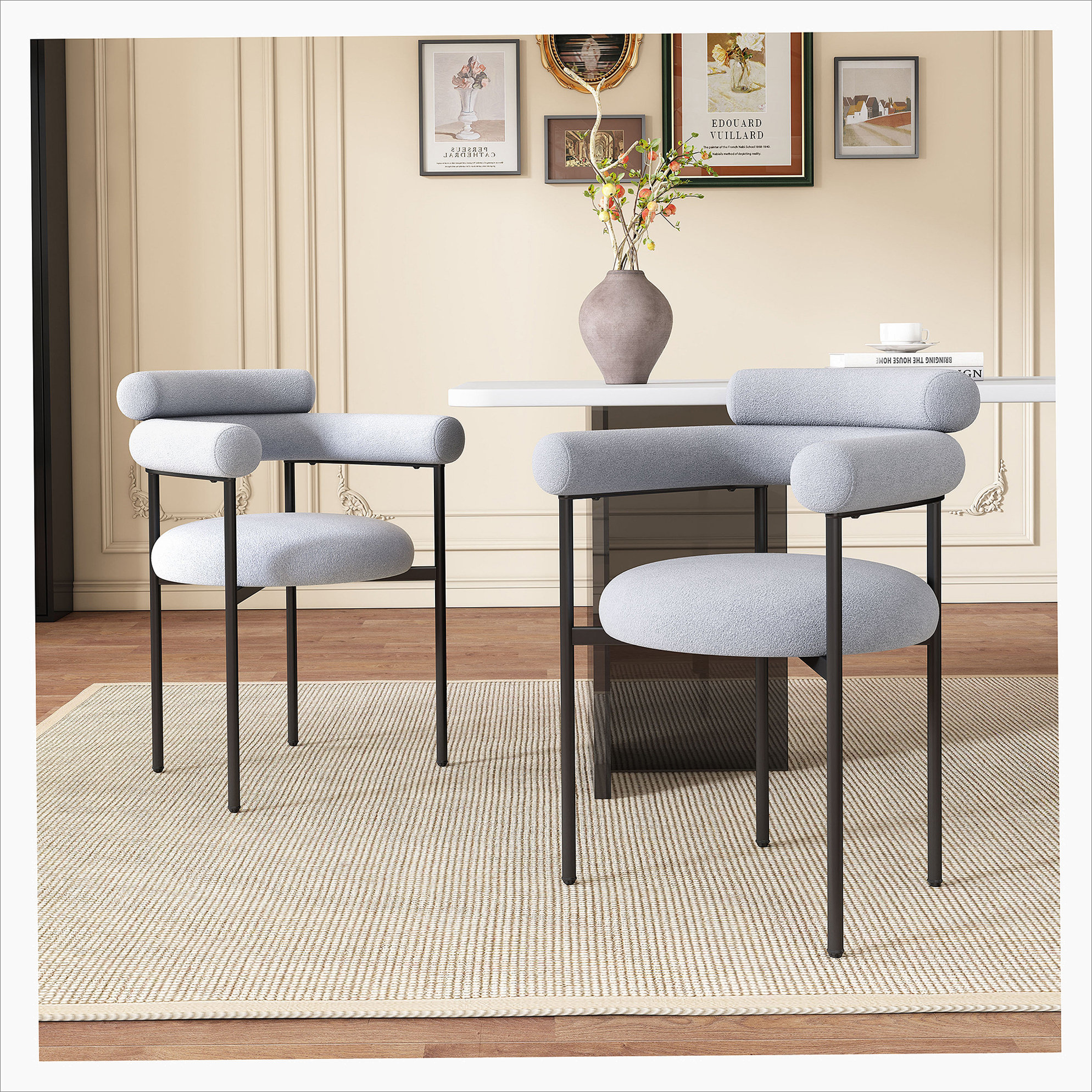 Latitude Run® Upholstered Armchair Dining Chairs With Metal Legs (Set ...