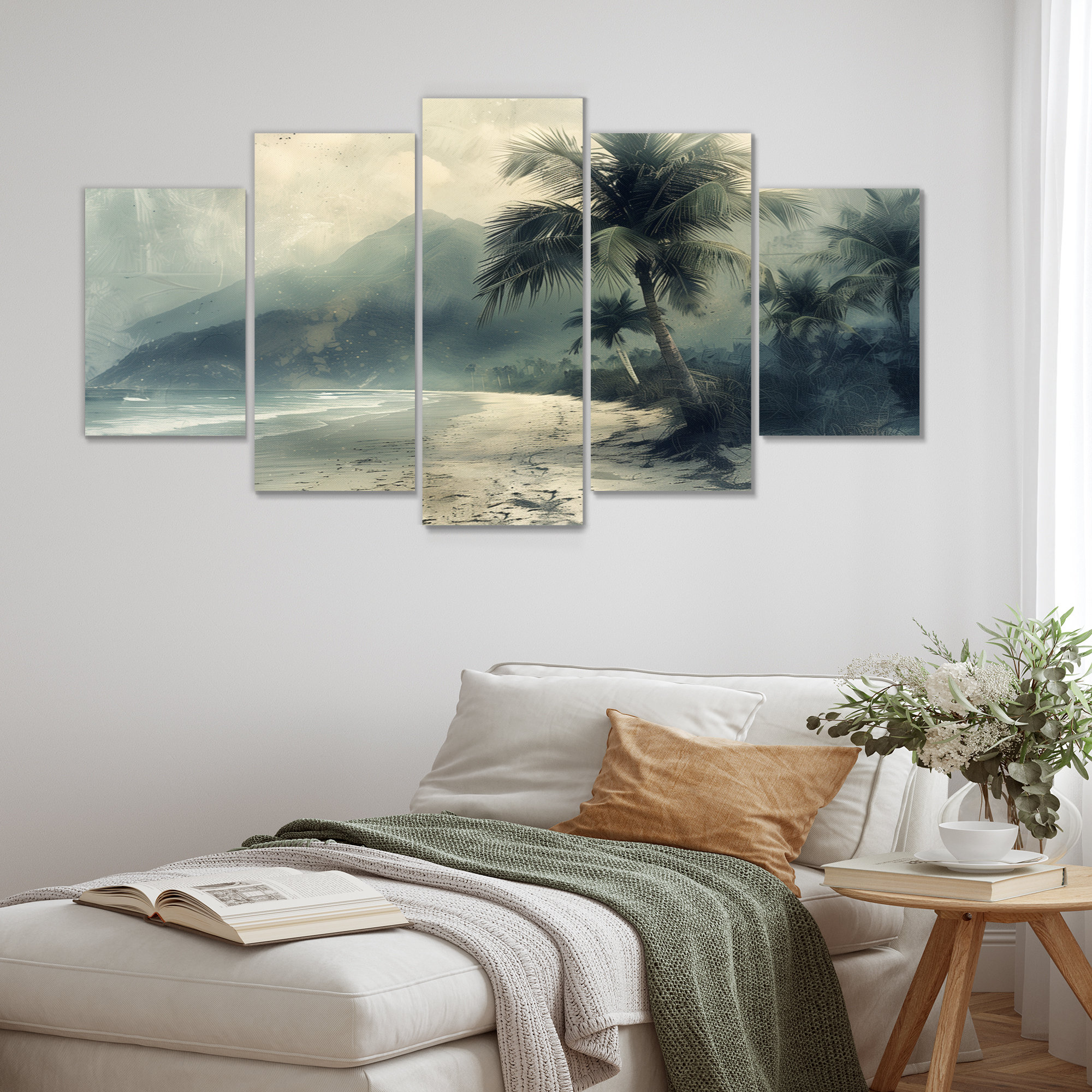 Design Art Monochrome Grey Palm Tree Tropical Oasis - Palms & Palm ...