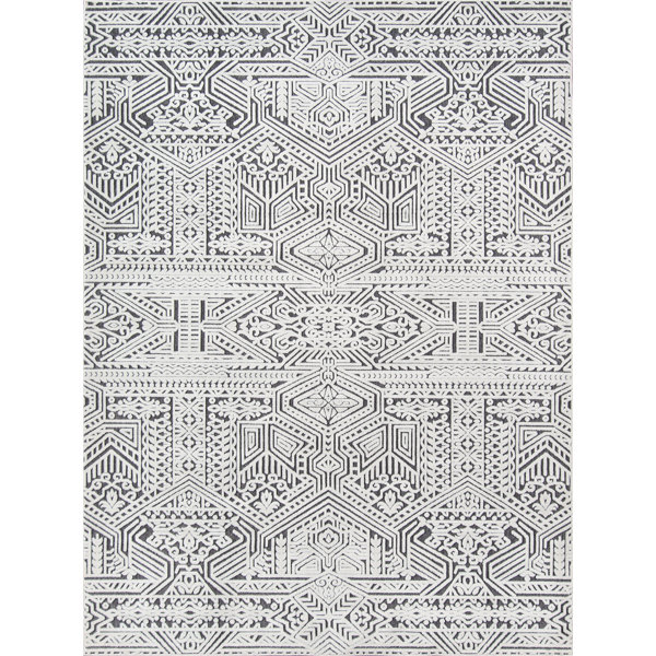 Union Rustic Adhitya Power Loom Ivory/Charcoal Rug & Reviews | Wayfair
