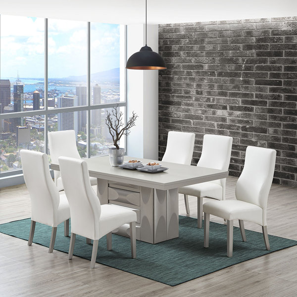 Red Barrel Studio® Graceful Dining Table with Elegant Parson-Style 6 ...