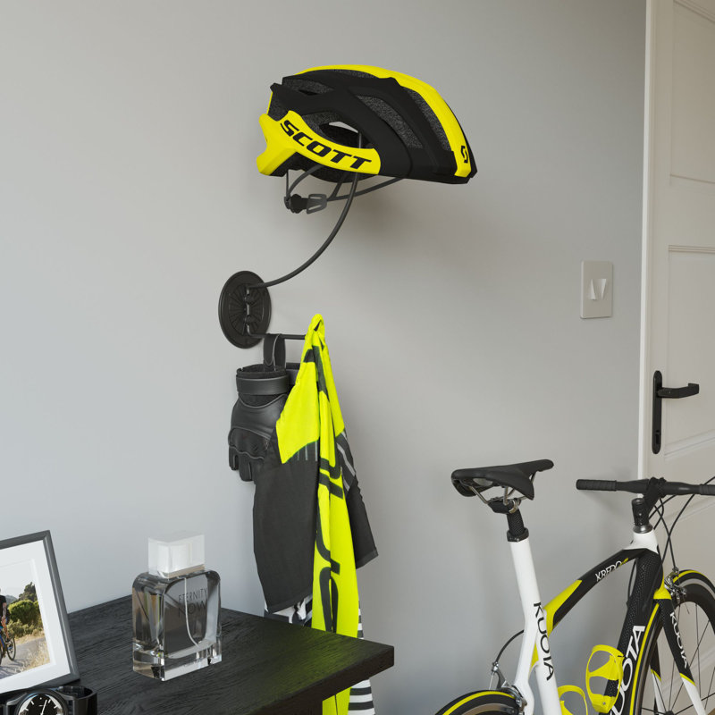 Rebrilliant Ixelles Curved Helmet Rack, Black | Wayfair