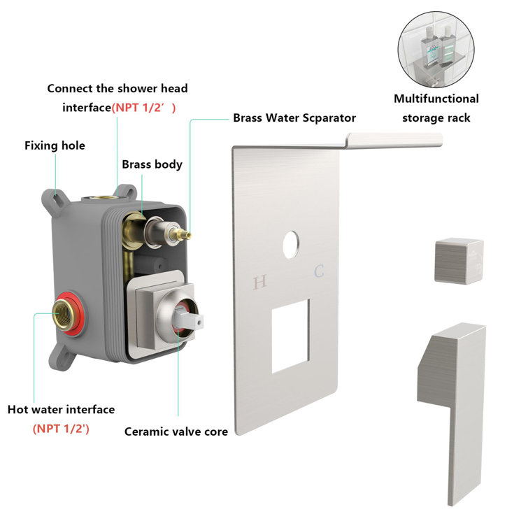 KISRAIS Pressure-Balanced (Temperature And Volume) Complete Shower ...