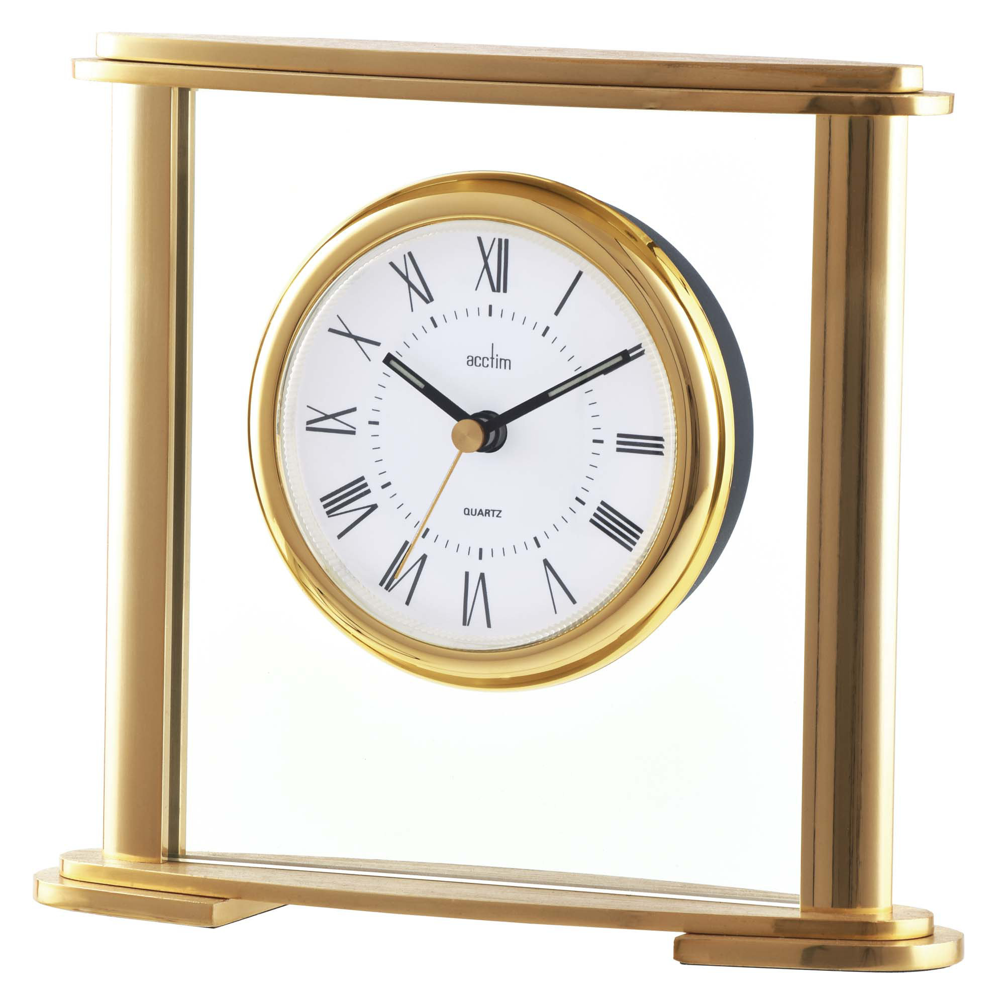 Acctim Colgrove Mantel Clock Quartz Polished Metal & Glass Floating ...