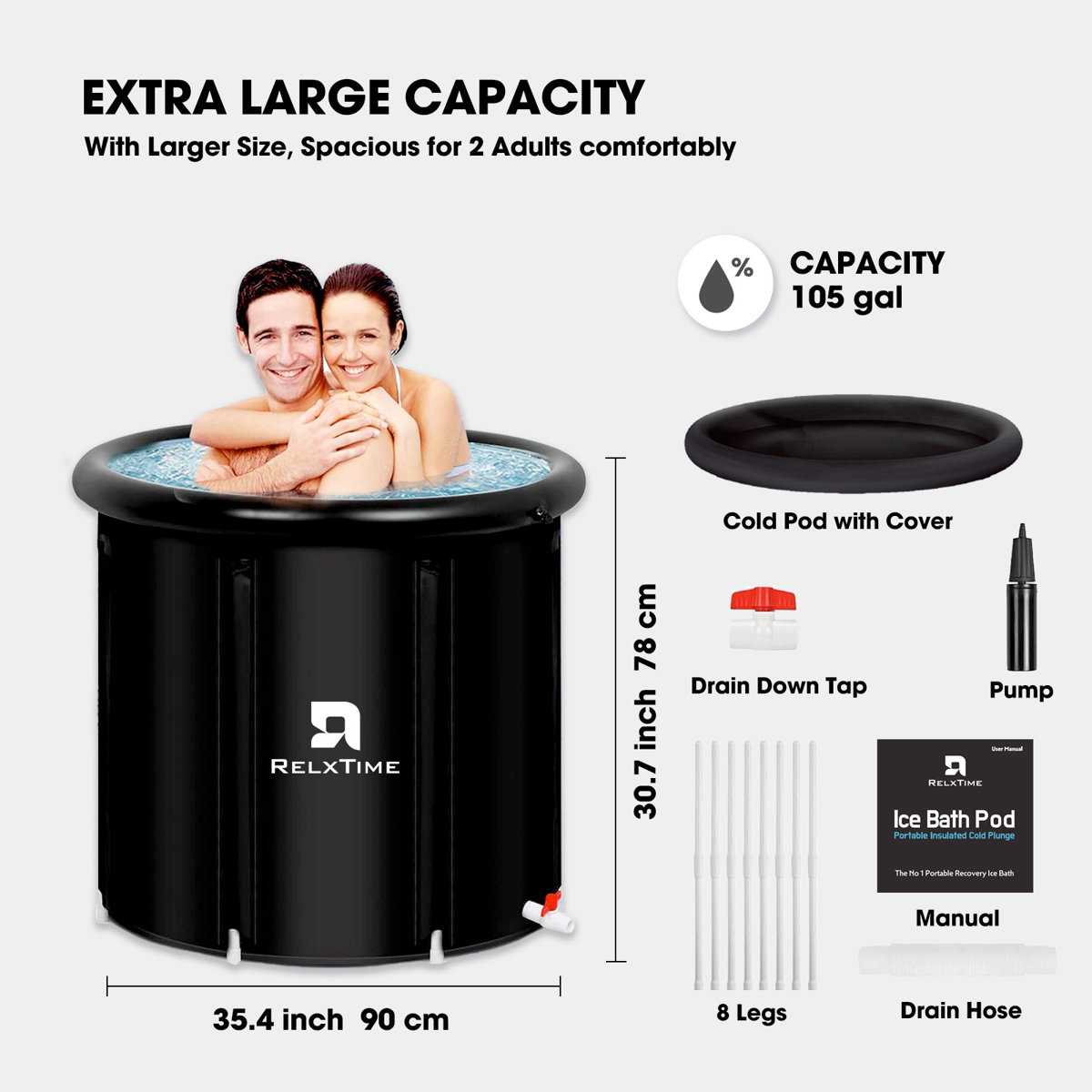 Relxtime Ice Bath Tub For Athletes/adult -cold Water Therapy Recovery ...