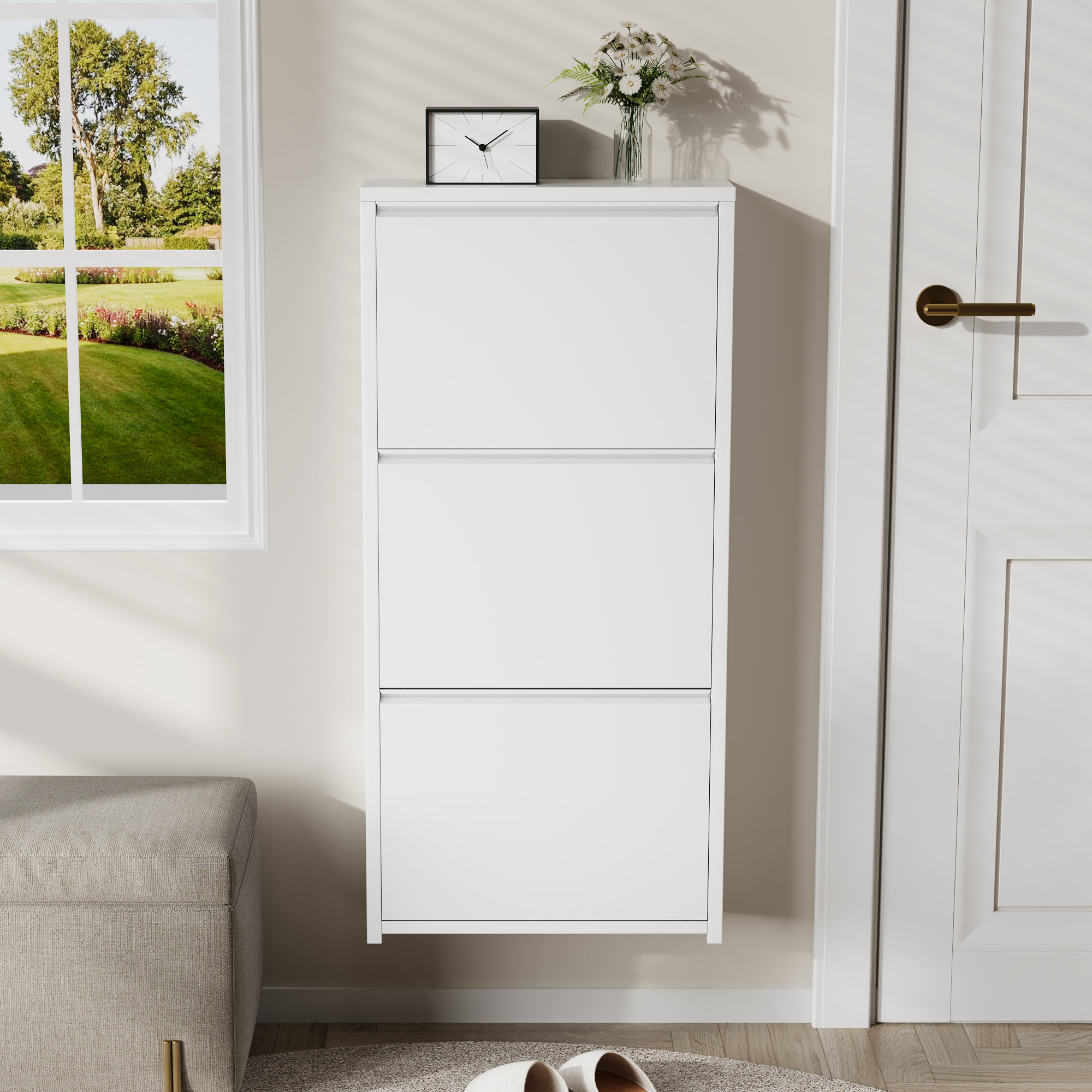 Latitude Run® 3 Tier Flip Down Shoe Storage Cabinet | Wayfair