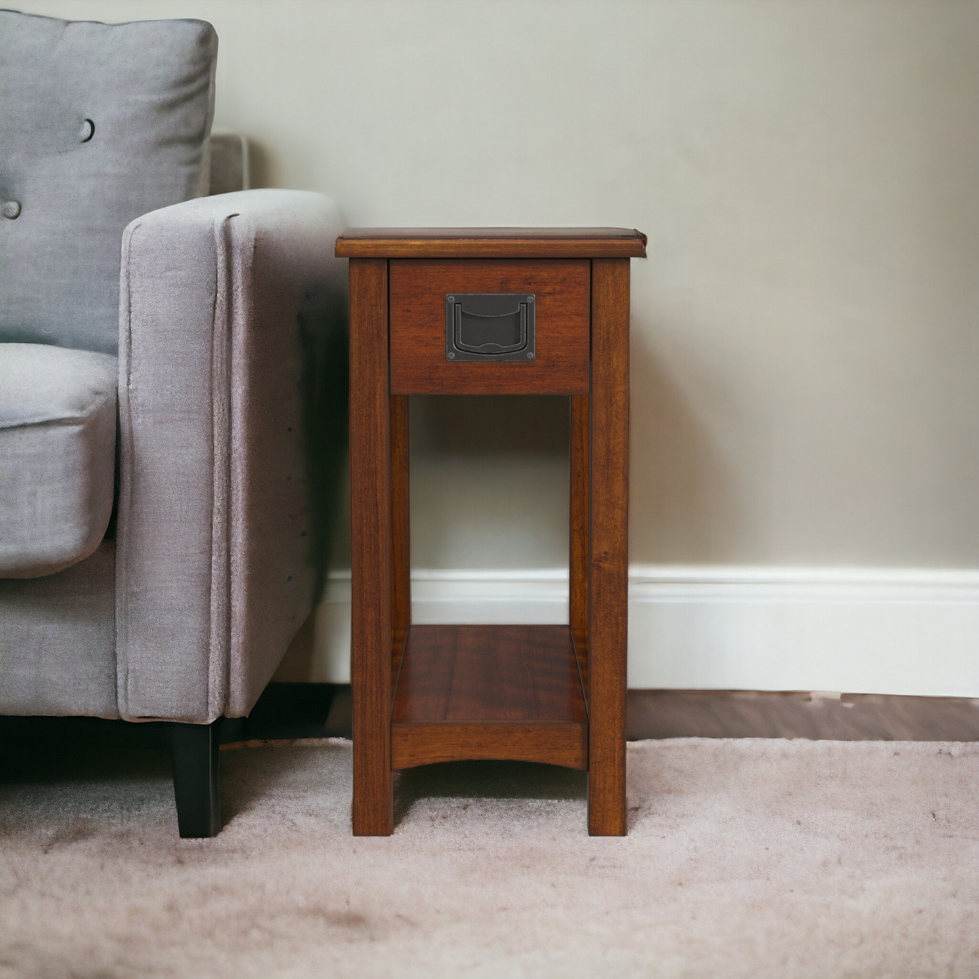 HomeRoots 24" Light Brown Manufactured Wood Rectangular End Table With ...