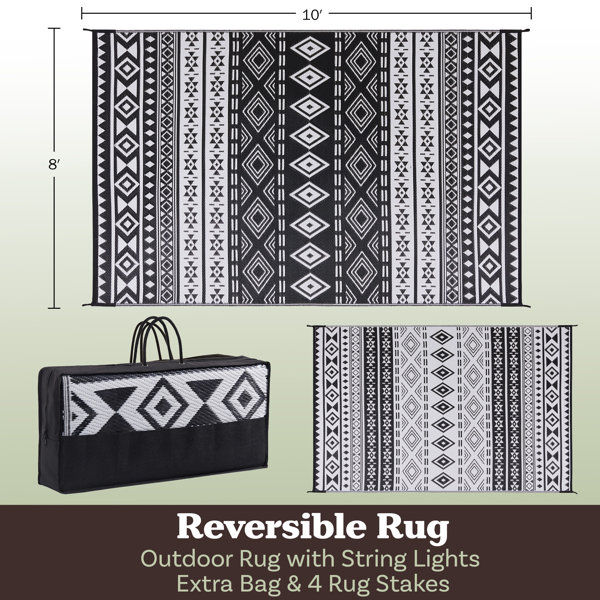 Union Rustic Outdoor Patio Rug with LED Lights - 8x10 Outdoor Rug ...