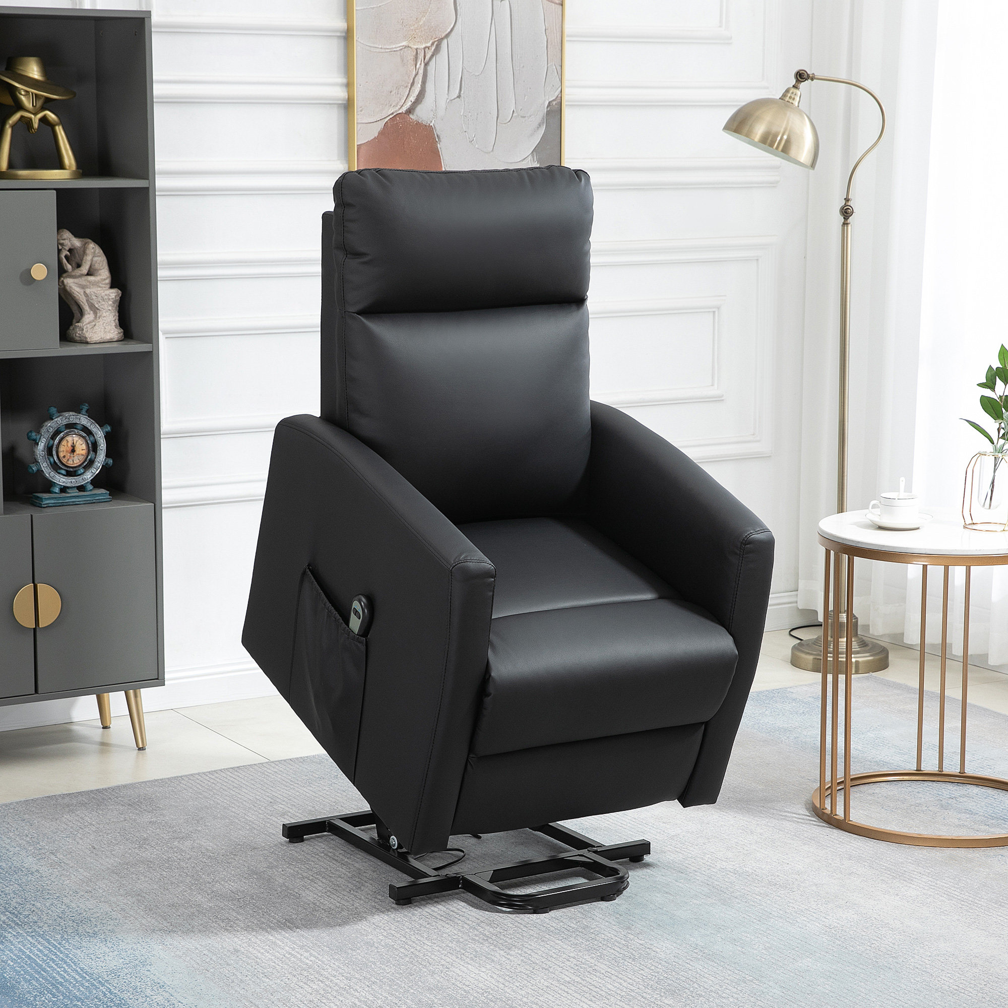 Homcom 27.6" Wide Faux Leather Power Lift Assist Standard Recliner ...
