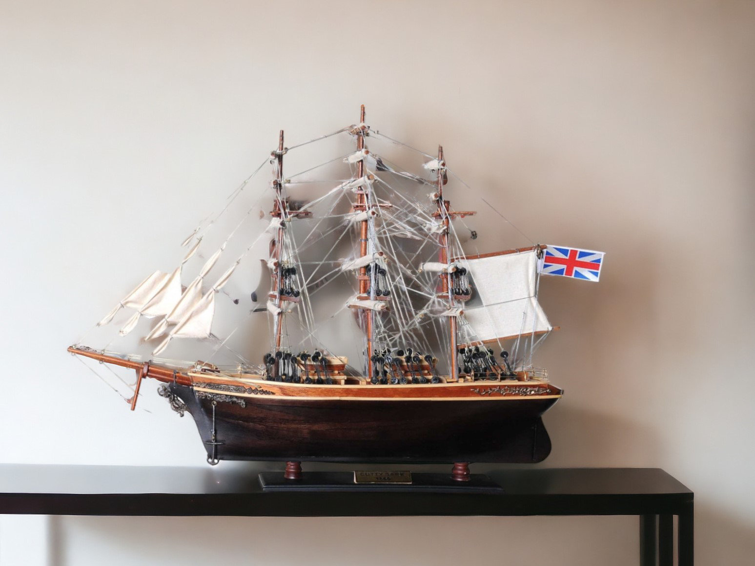 Cozy Collective 17" Brown Wood and Metal Hand Painted Cutty Sark Model ...