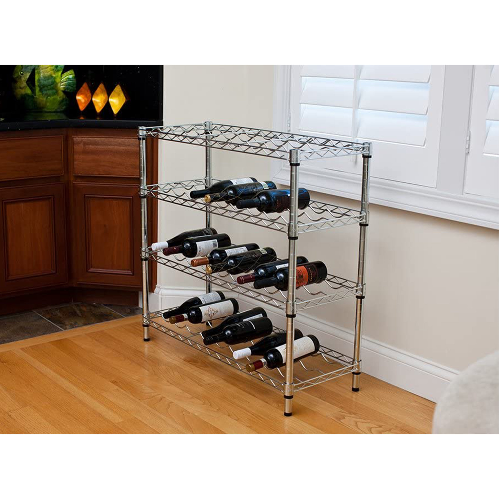 Rebrilliant Seema 36 Bottle Floor Wine Bottle Rack in Chrome & Reviews ...