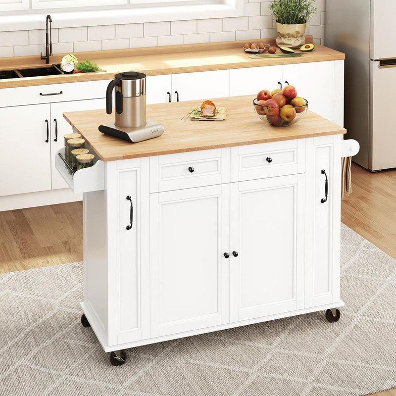 Rosalind Wheeler Kitchen Cart with Drop-Leaf, Rolling Kitchen Island ...