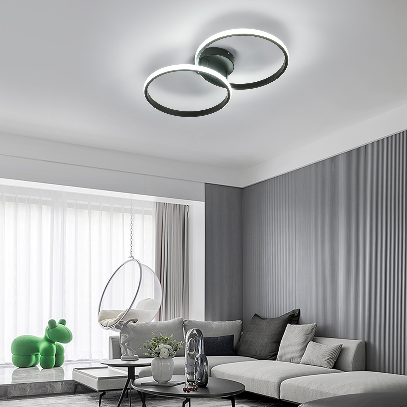 17 Stories Black 2-Light Clover Flush Mount With Remote | Wayfair.co.uk