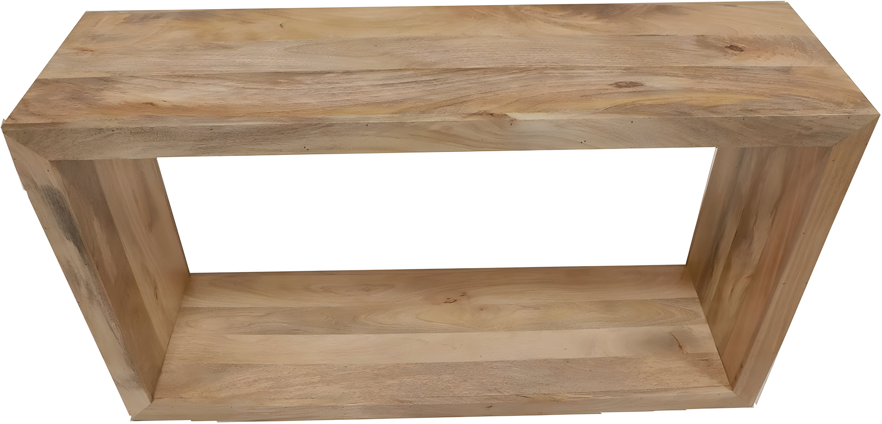 ERTCHUE RIED 52-Inch Solid Mango Wood Console Table With Open Cubby And Shelf, Natural Brown ...