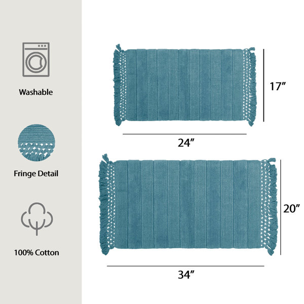 French Connection Safira Fringe Cotton 2 Piece Bath Rug Set & Reviews ...