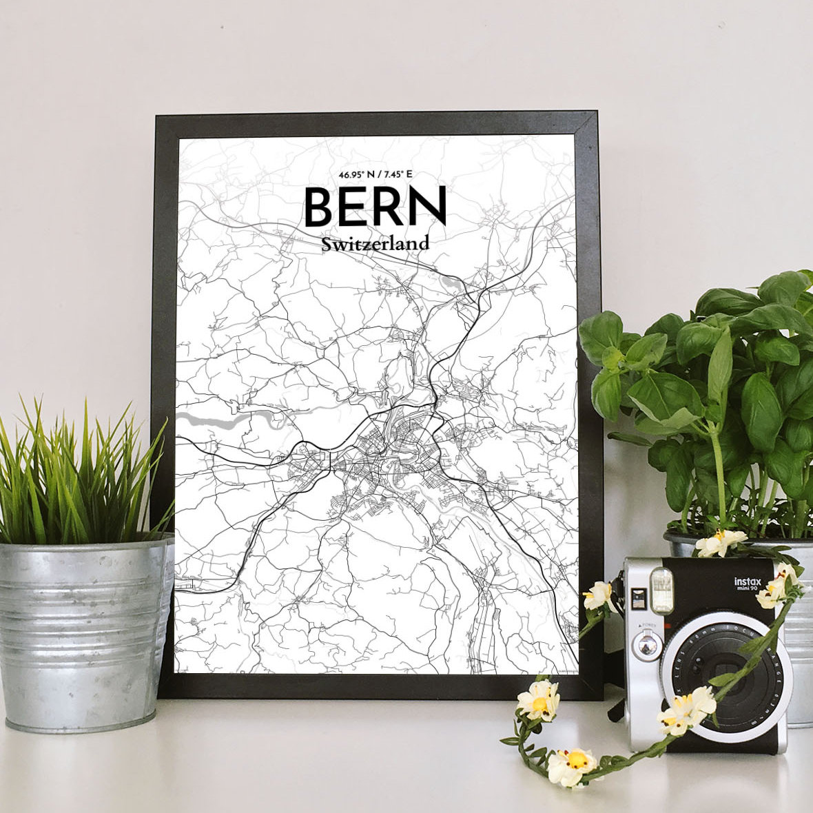 Wrought Studio™ Bern City Map Graphic Art Print Poster in Tones | Wayfair