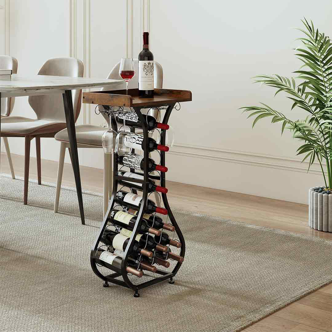 17 Stories Wine Rack Freestanding Floor, Mini Bar Table Wine Holder ...