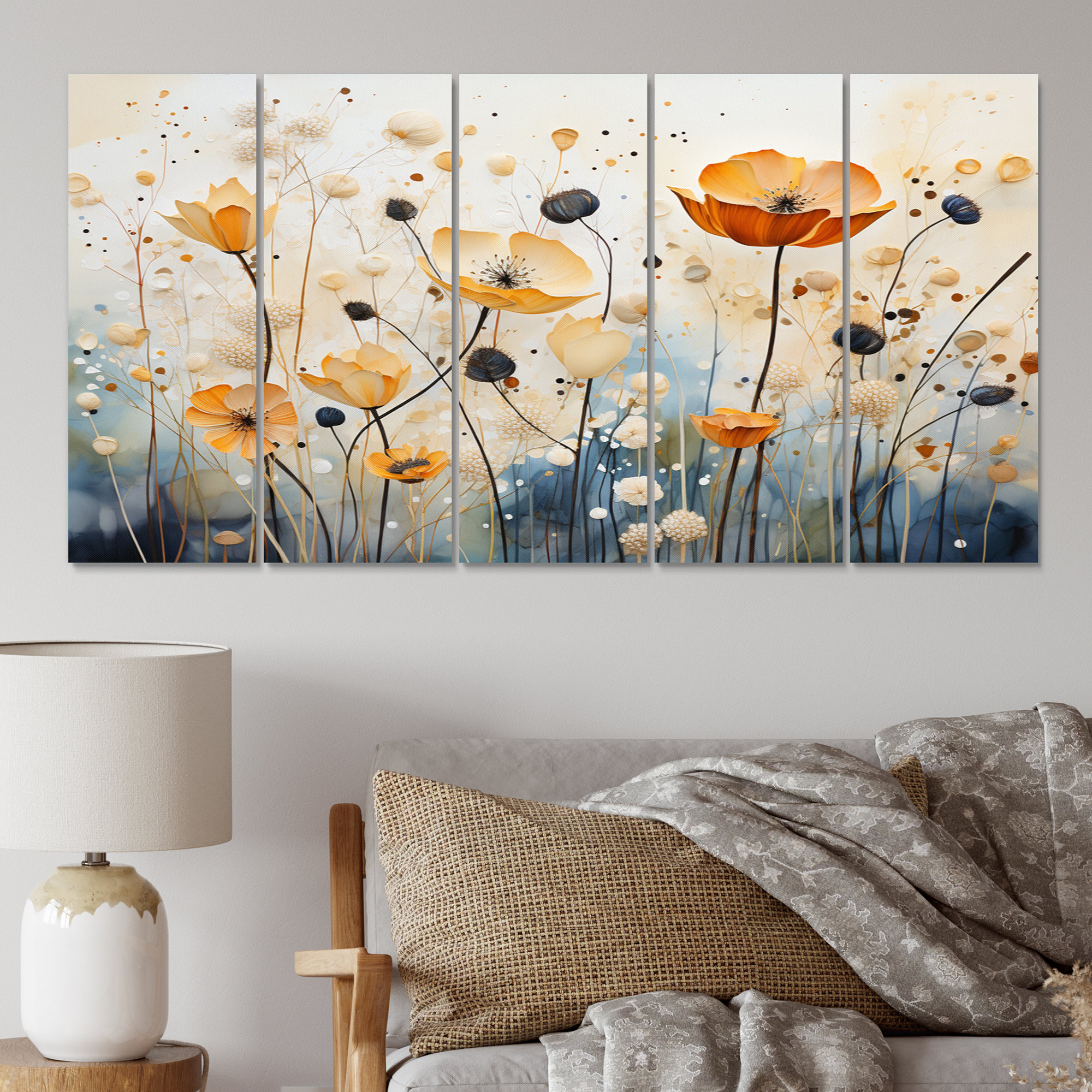 Winston Porter Orange Blue Muted Botanicals I - Abstract Botanicals ...