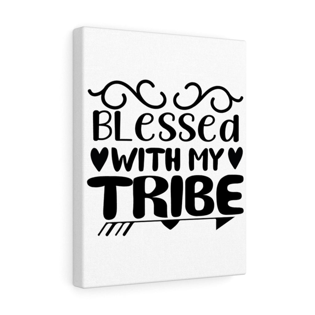 Blue Elephant Blessed with My Tribe - Wrapped Canvas Typography ...