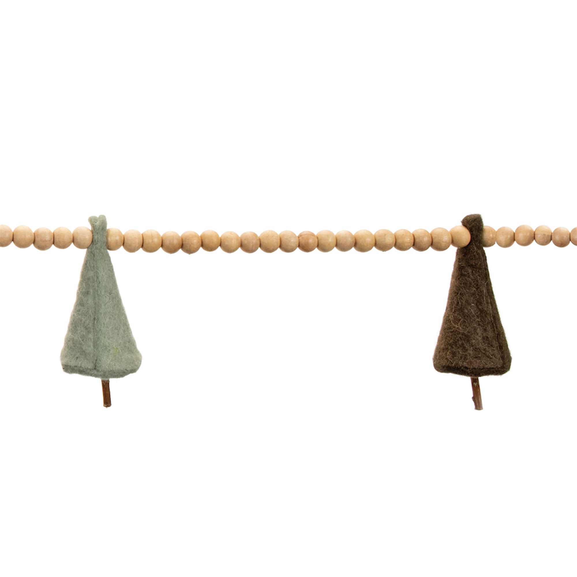 The Holiday Aisle® Wood Bead and Felt Pine Tree Garland (Set of 2 ...