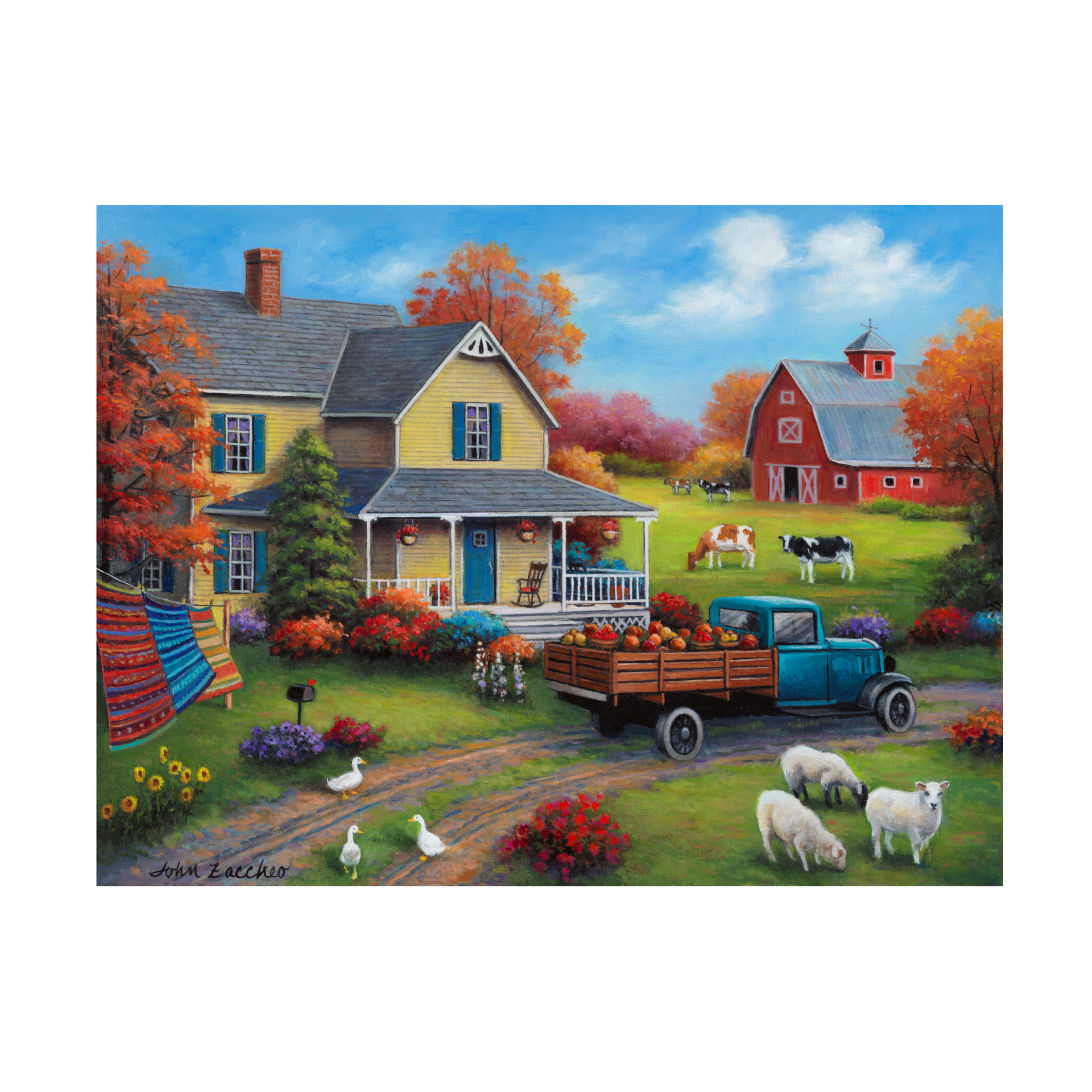 August Grove Harvest Time On The Farm On Canvas by John Zaccheo Print ...