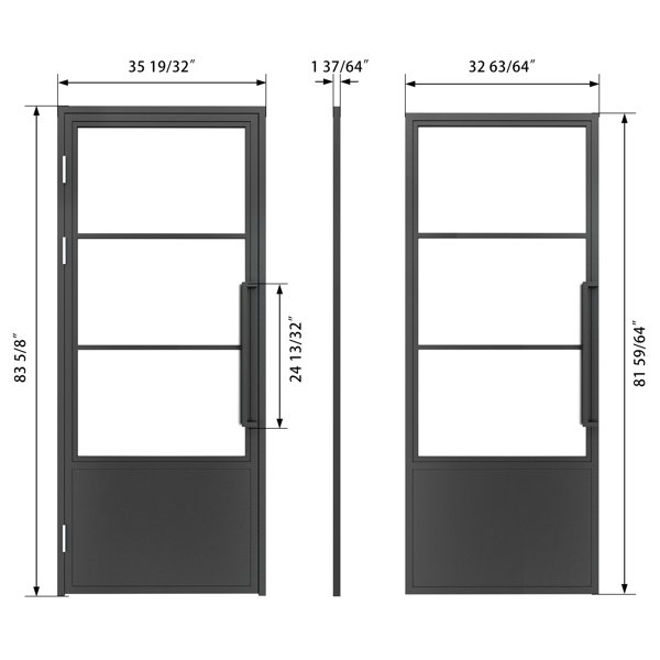 JUBEST Glass and Metal Frame Glass Hollow Swing Door Interior Standard ...