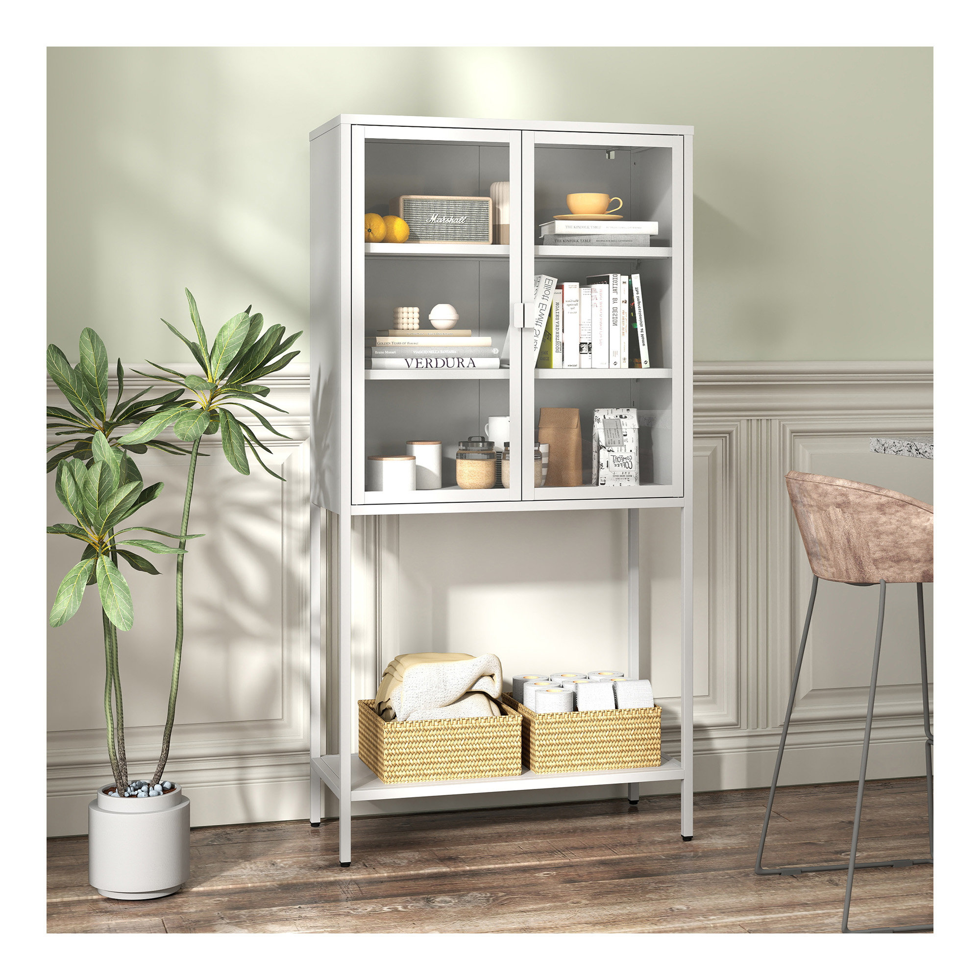 Hokku Designs 59"H Heavy Duty Metal Storage Cabinet, Display Storage ...