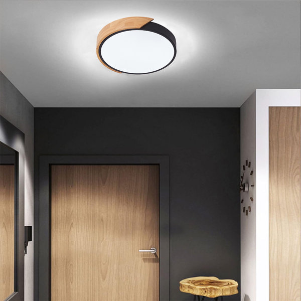Wrought Studio Circle LED Flush Mount Ceiling Light 6500K Black | Wayfair