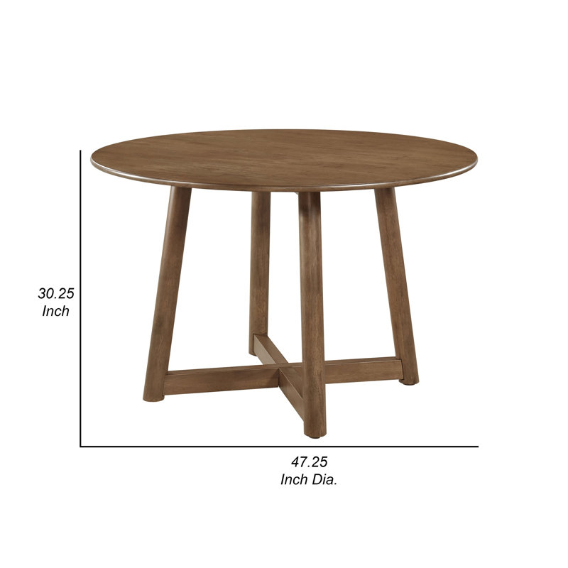 Benjara Ellie Dining Table, 47 Inch Round Top, Interlocking Legs ...