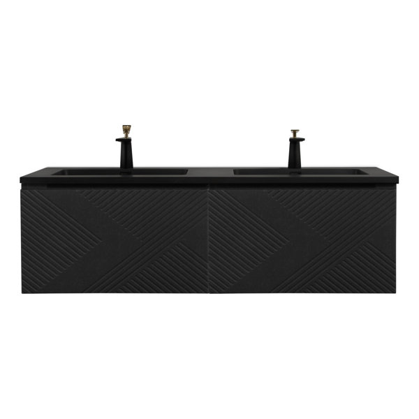 Orren Ellis Toniqua 71'' Wall Mounted Double Bathroom Vanity with ...