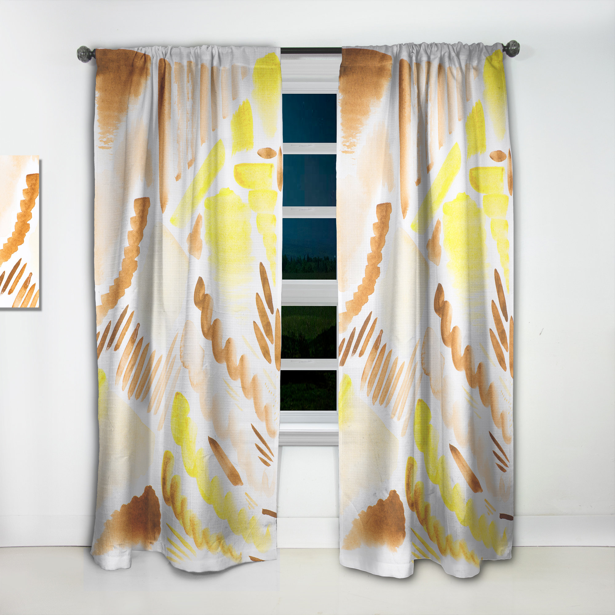 Design Art Graphic Elements Abstract Semi-Sheer Thermal Rod Pocket ...