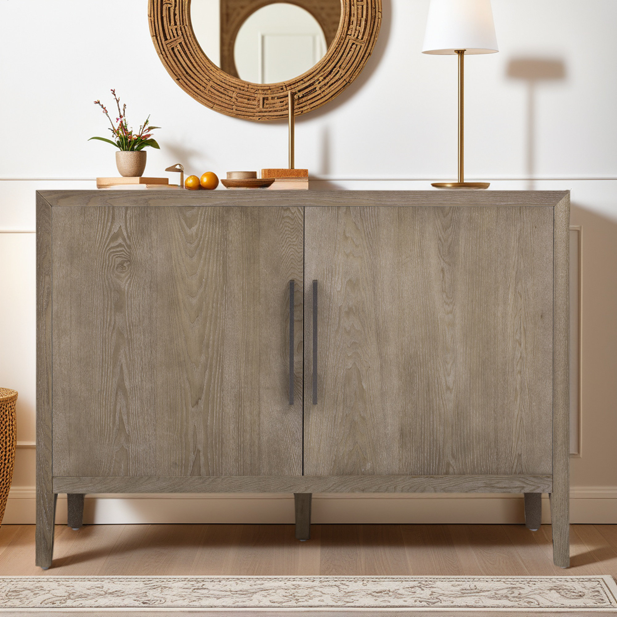 Ebern Designs Buffets & Sideboards With 2 Metal Handles And 2 Doors For Kitchen And Dining ...