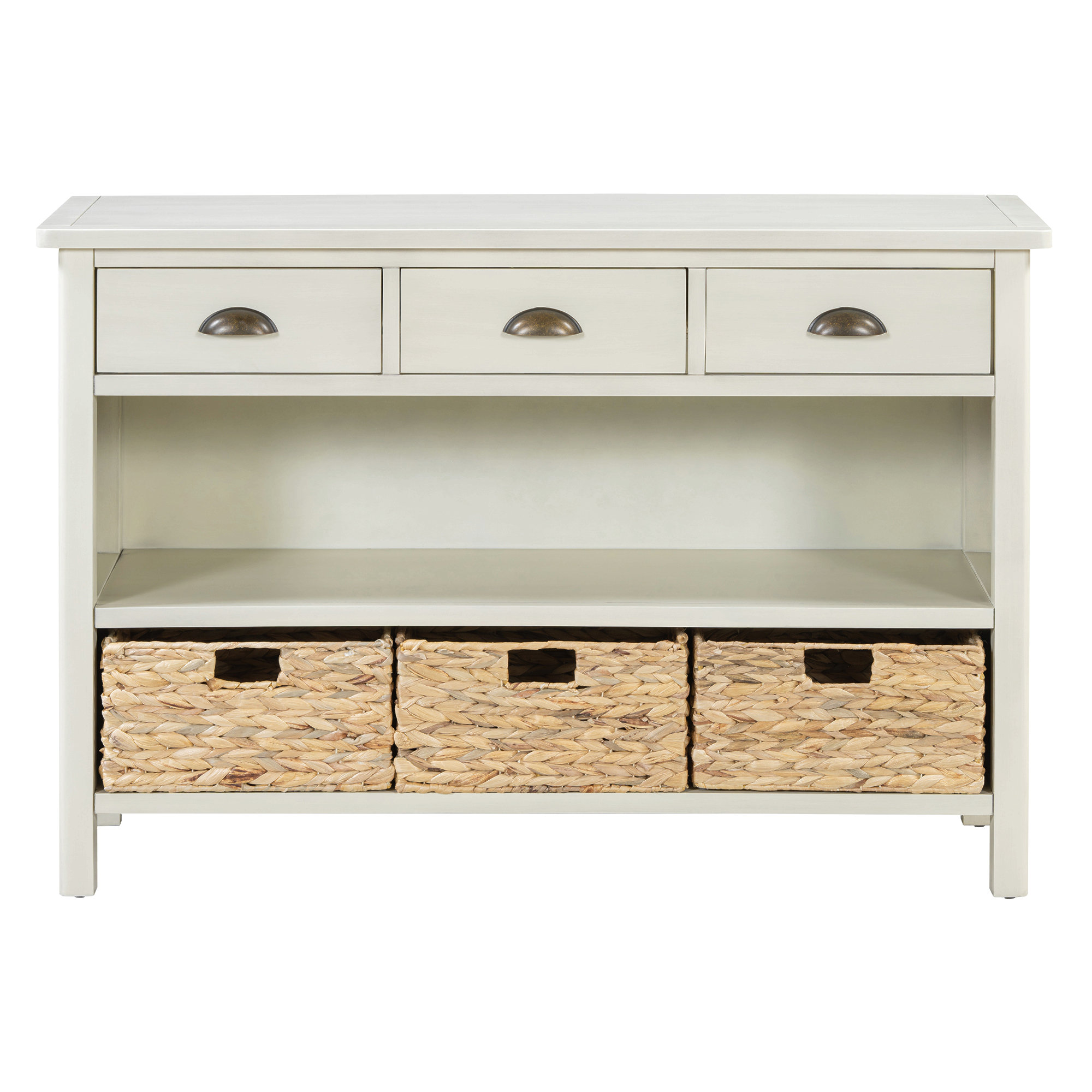 George Oliver Retro Console Table With 3 Storage Drawers, Entryway ...
