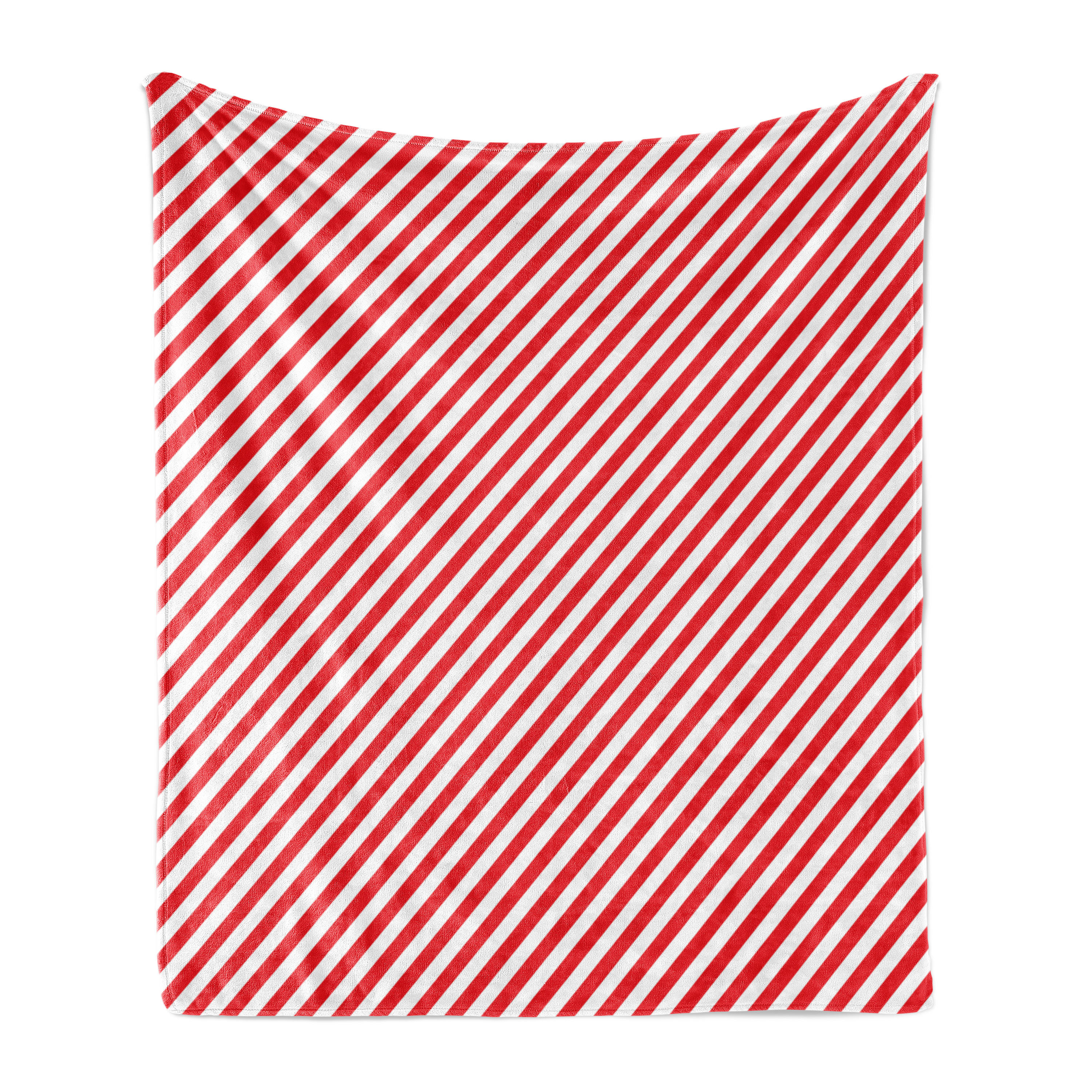 Ambesonne Candy Cane Fleece Throw Blanket Diagonal Red Lines Red White ...