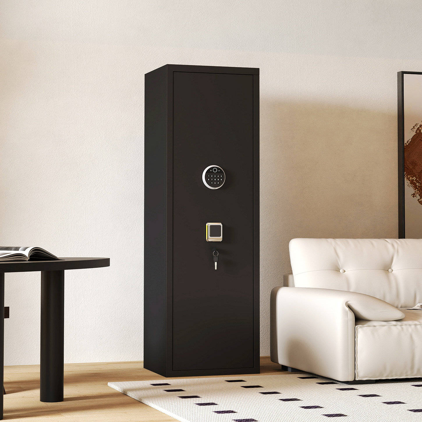 Inbox Zero Large Gun Safe Cabinet With 3 Pistol Pouches, Gun Money ...