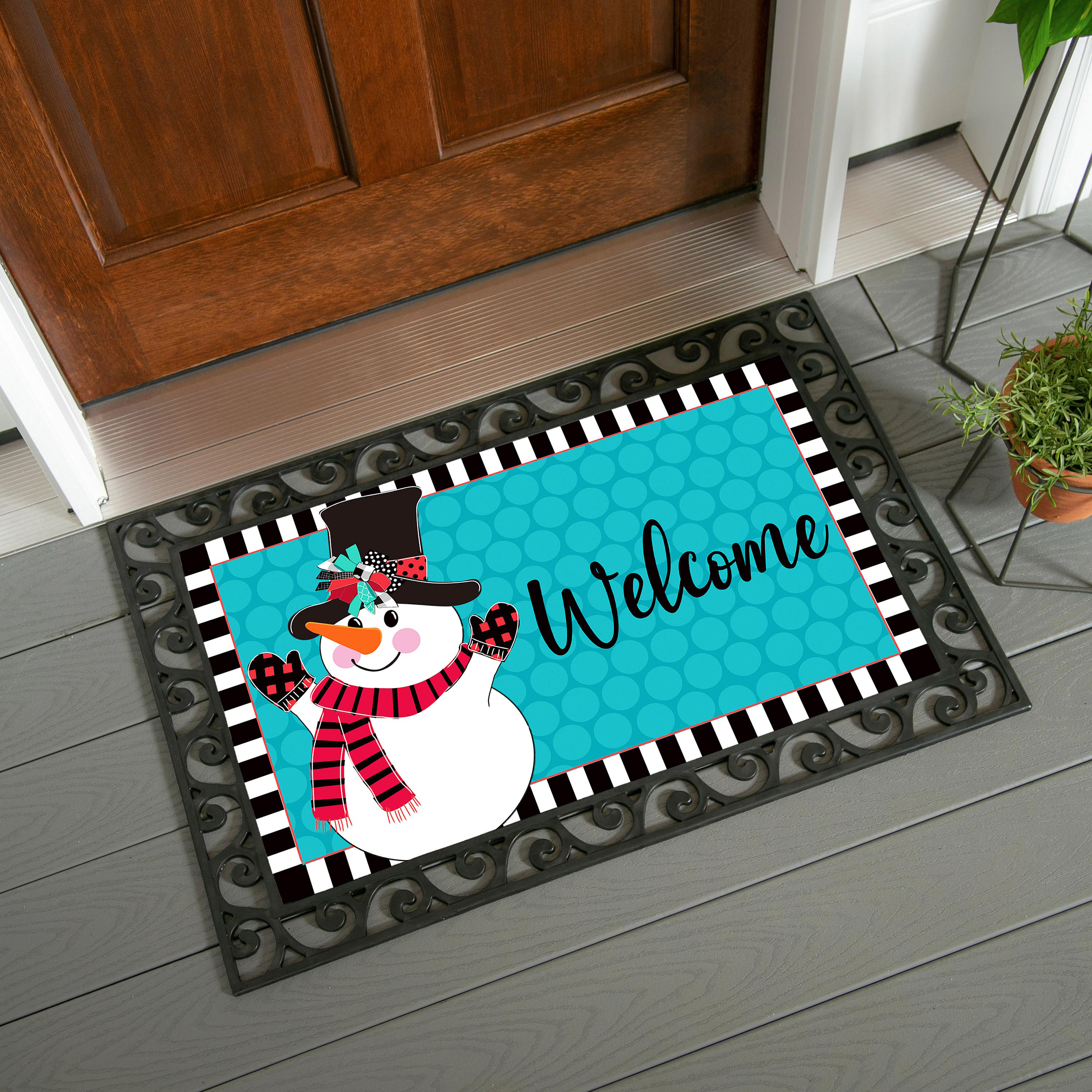 The Holiday Aisle® Patterned Snowman Sassafras Estate Switch Mat | Wayfair