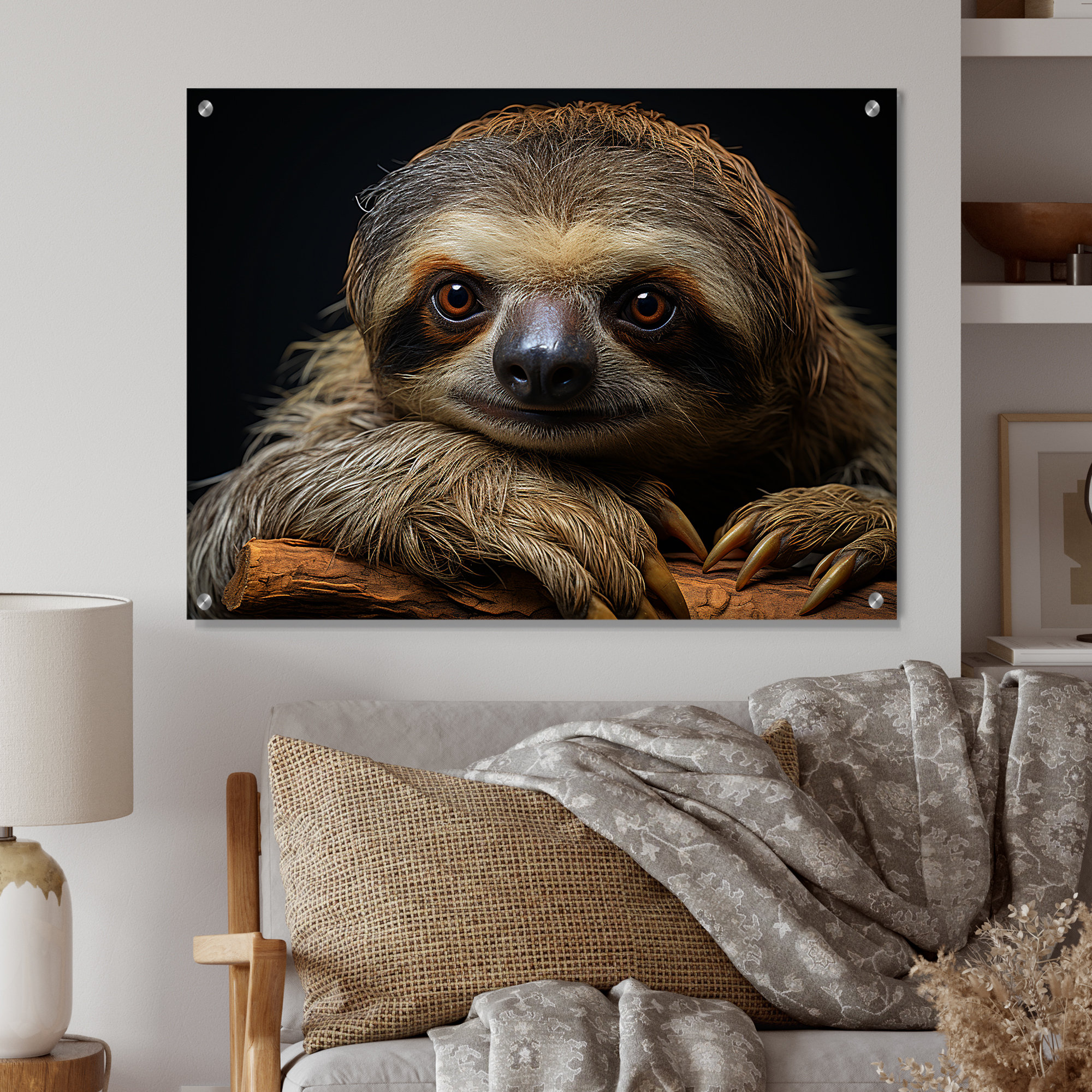 Ebern Designs Cute Sloth Portrait - Sloth Acrylic Wall Art For Living ...