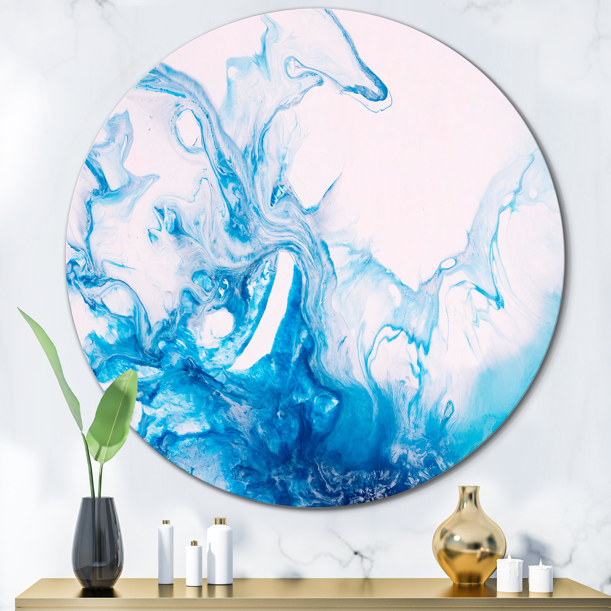 Orren Ellis Light Blue Ink Liquid Art II " Light Blue Ink Liquid Art II ...