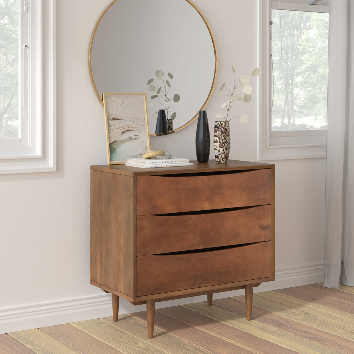 Union Rustic Katt 3 Drawer 33.5" W Solid Wood Dresser & Reviews | Wayfair
