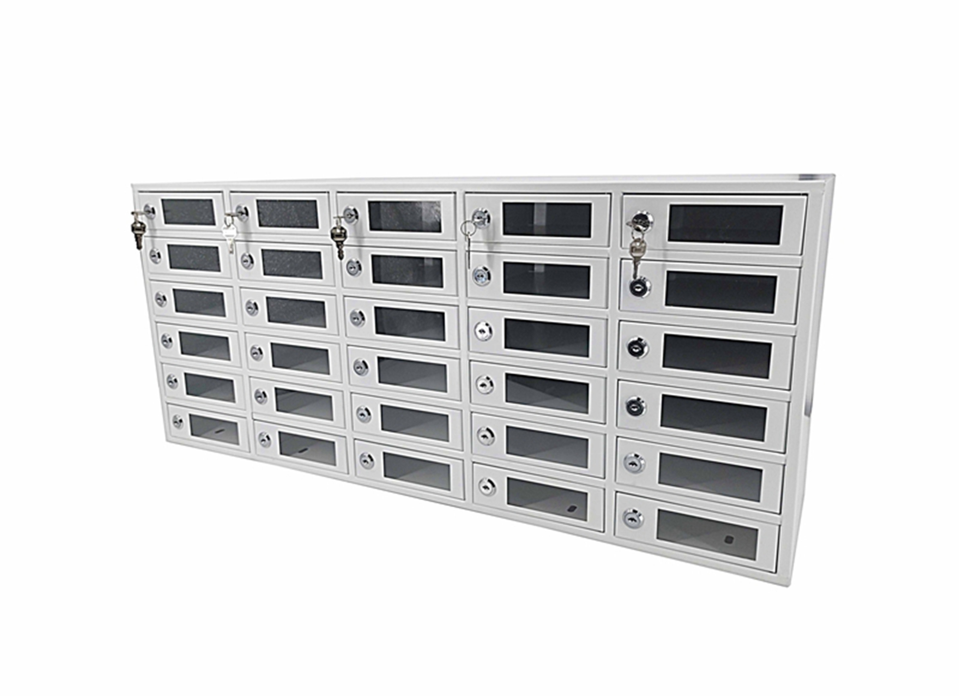 FixtureDisplays 30-Slot Cell Phone Storage Station Lockers Clear Window ...