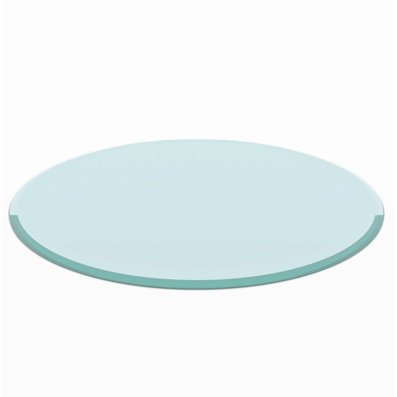 WANDINGT 24" Inch Round Tempered Glass Table Top Clear Glass 1/2" Inch ...