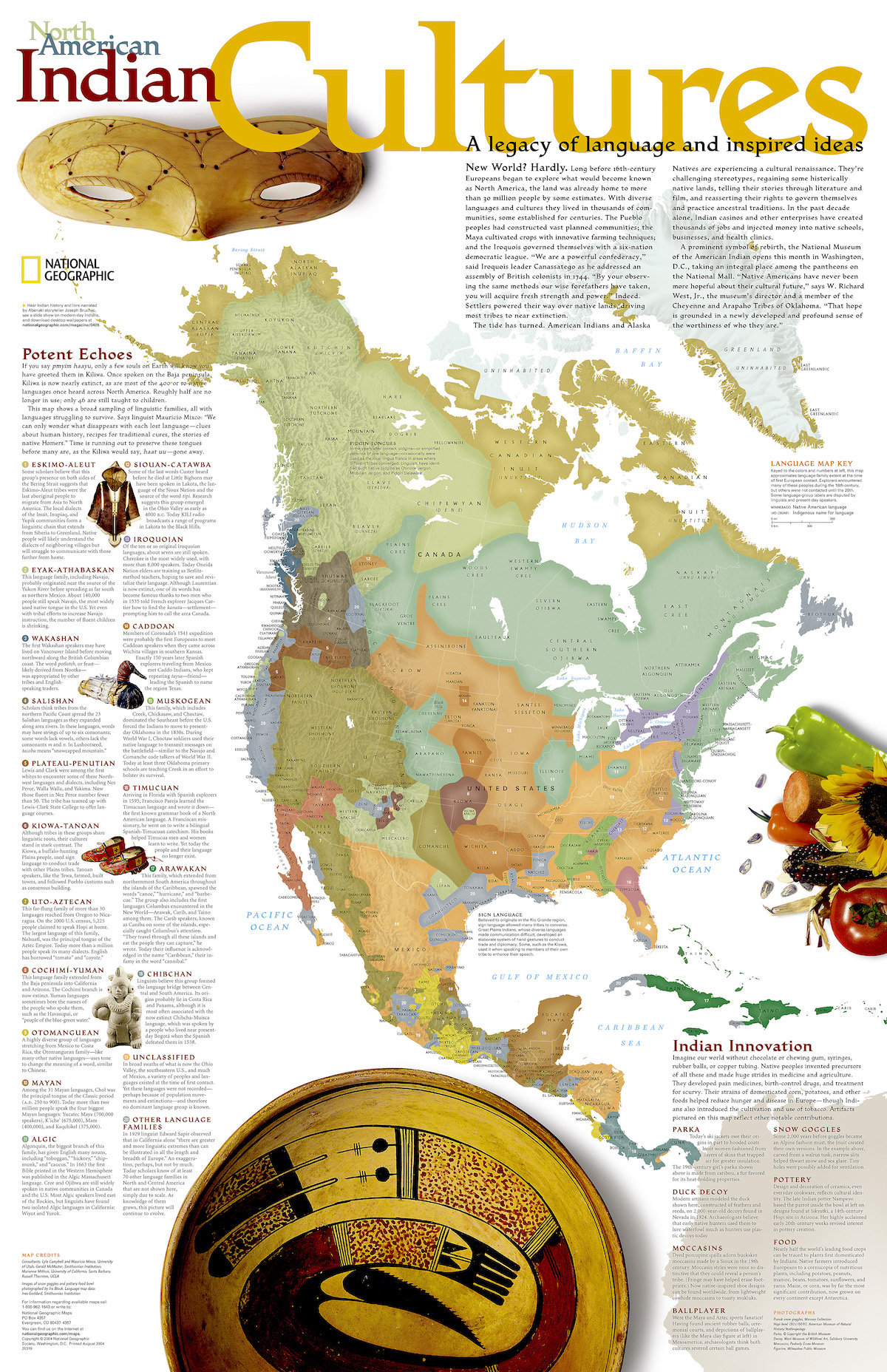 National Geographic Maps North American Indian Cultures Poster Map ...