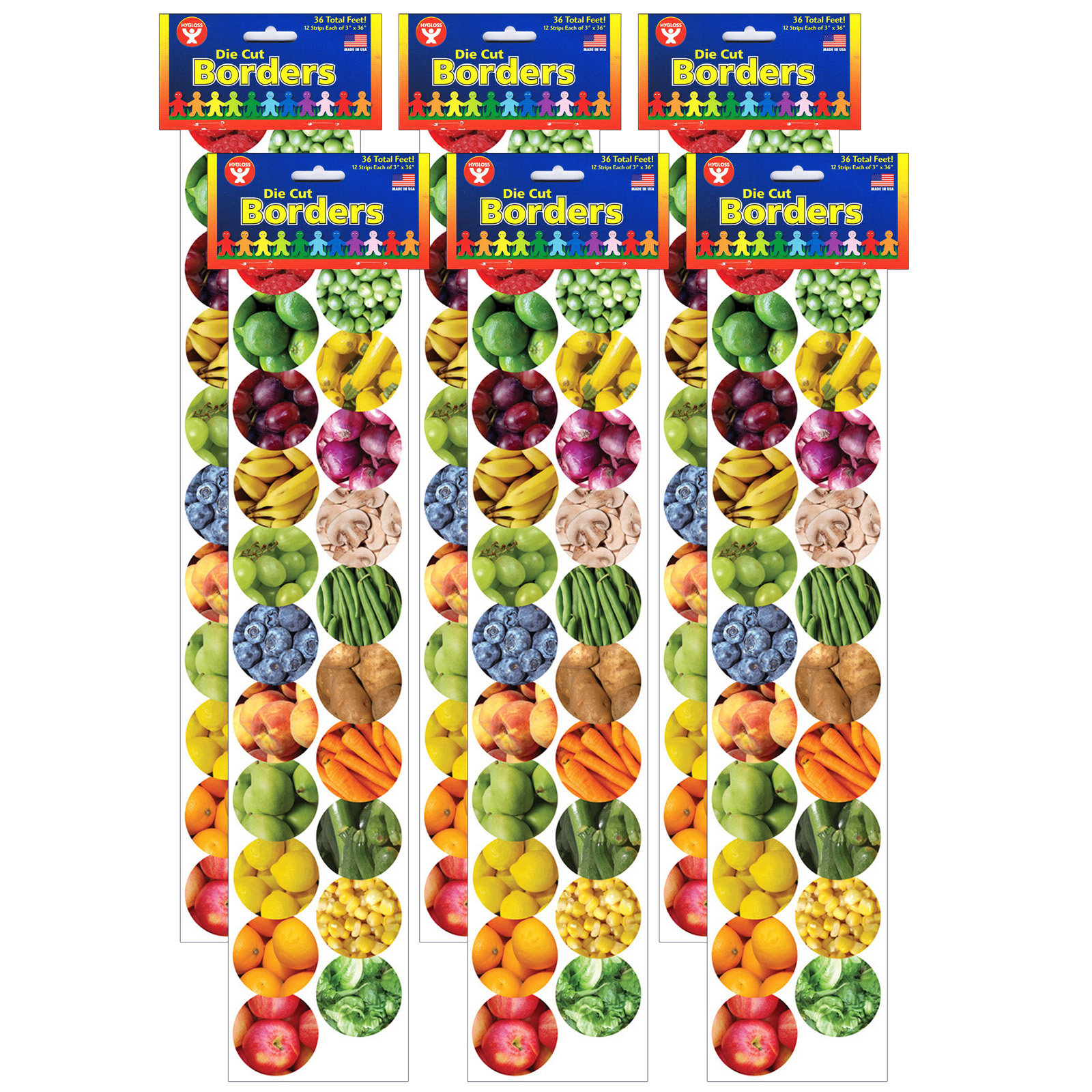 Hygloss Products Inc Fruits and Veggies Die-Cut Bulletin Board Border ...