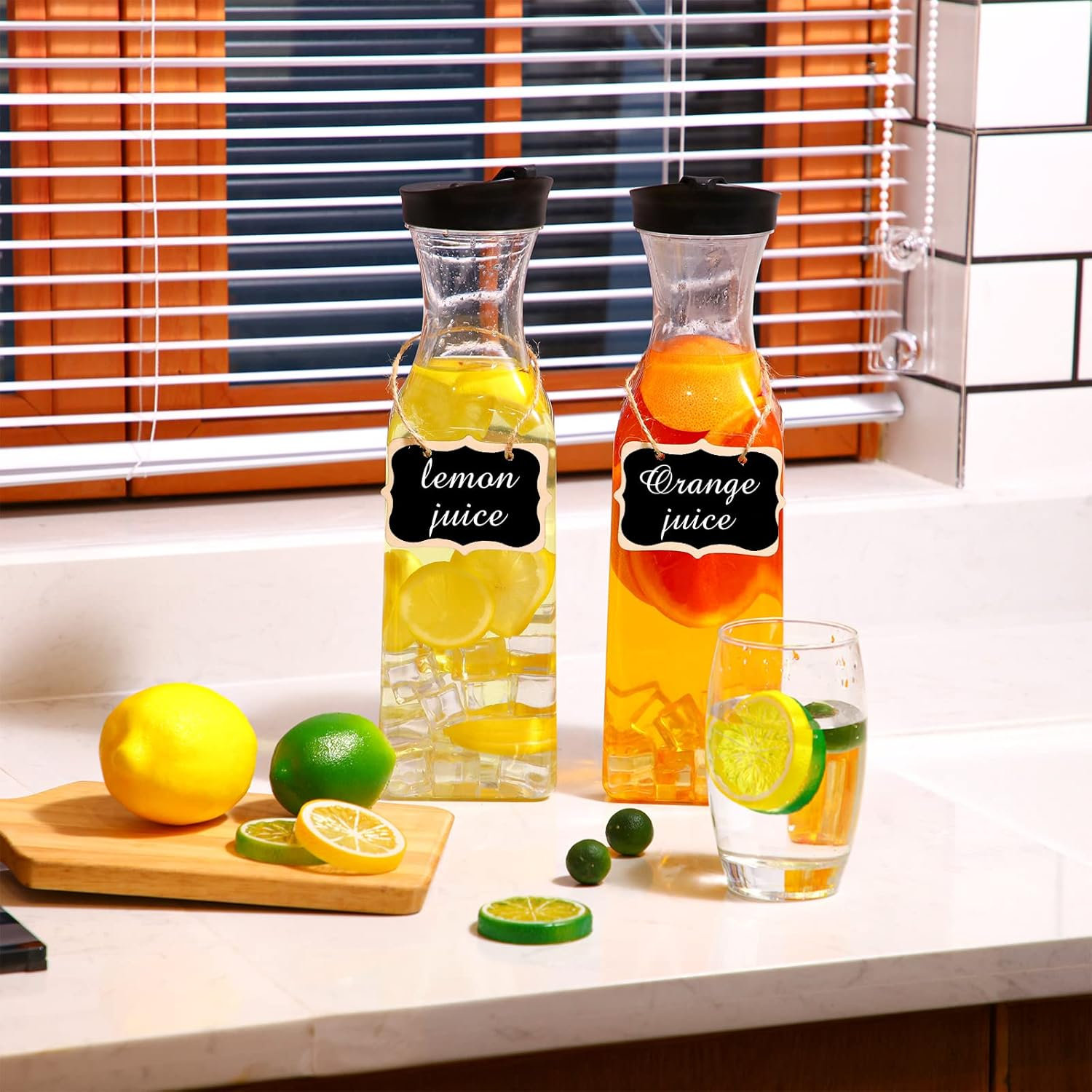 Stack man 8 Pcs 54 Oz Plastic Carafe Water Carafe With Lid Clear ...