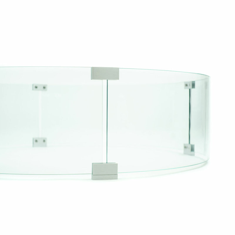AMS Fireplace AMS Fire Pit Table Round Glass Wind Guard - Fire Flame ...