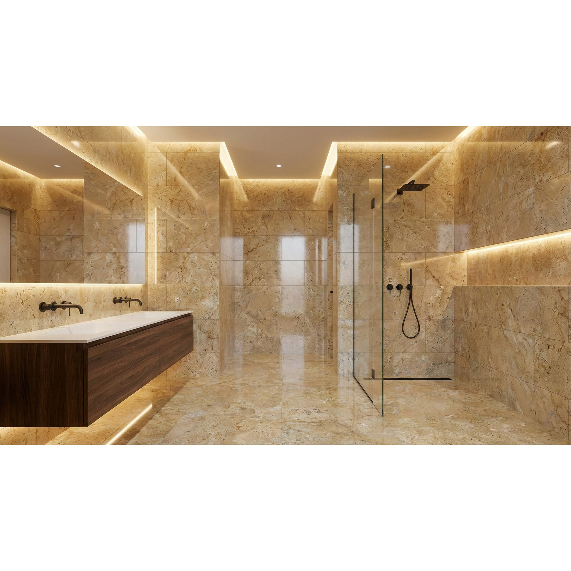 Wrought Studio™ Gold Yellow Beige Natural Marble Tile, Polished Stone ...