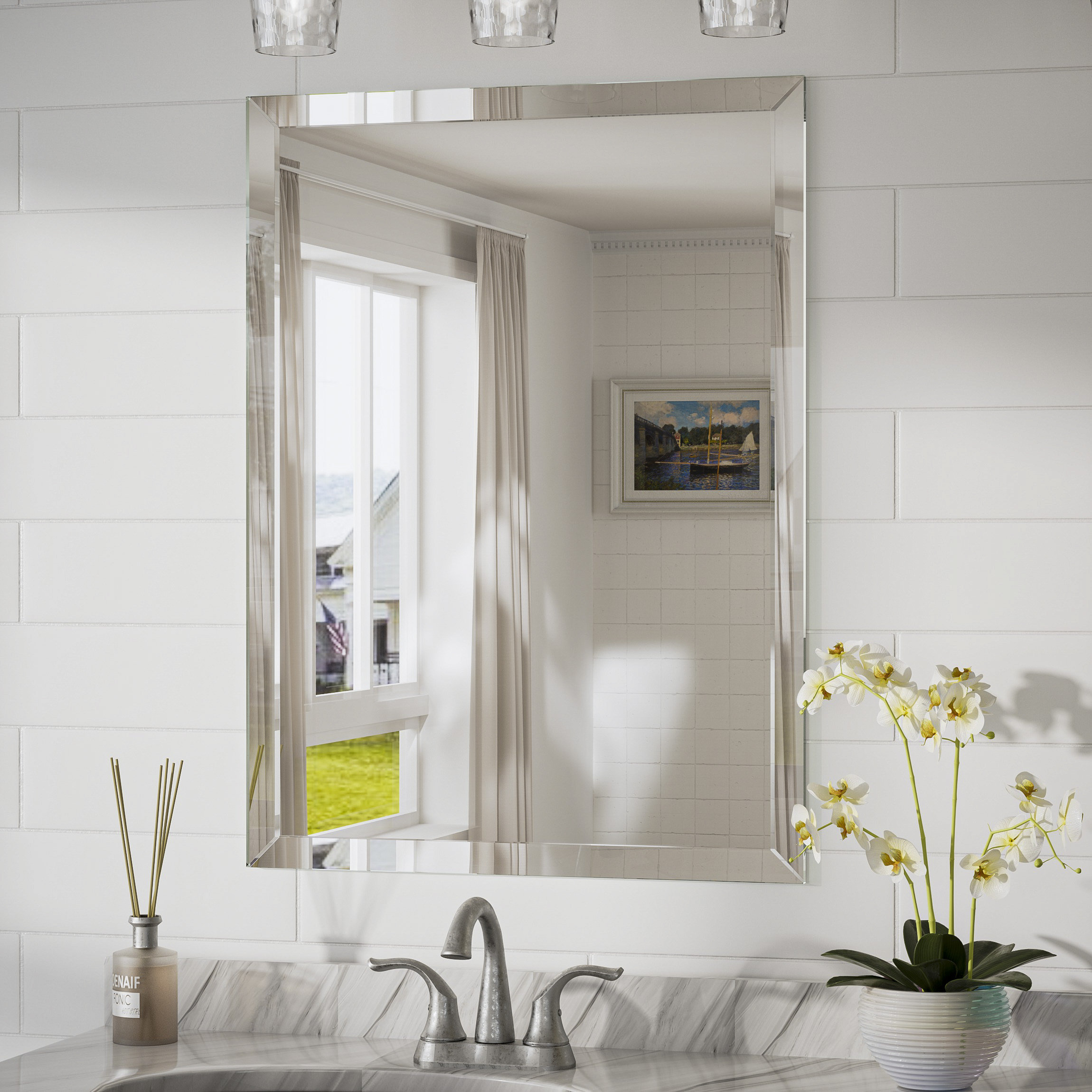 Ebern Designs Janica Rectangular Beveled Frameless Bathroom Vanity ...