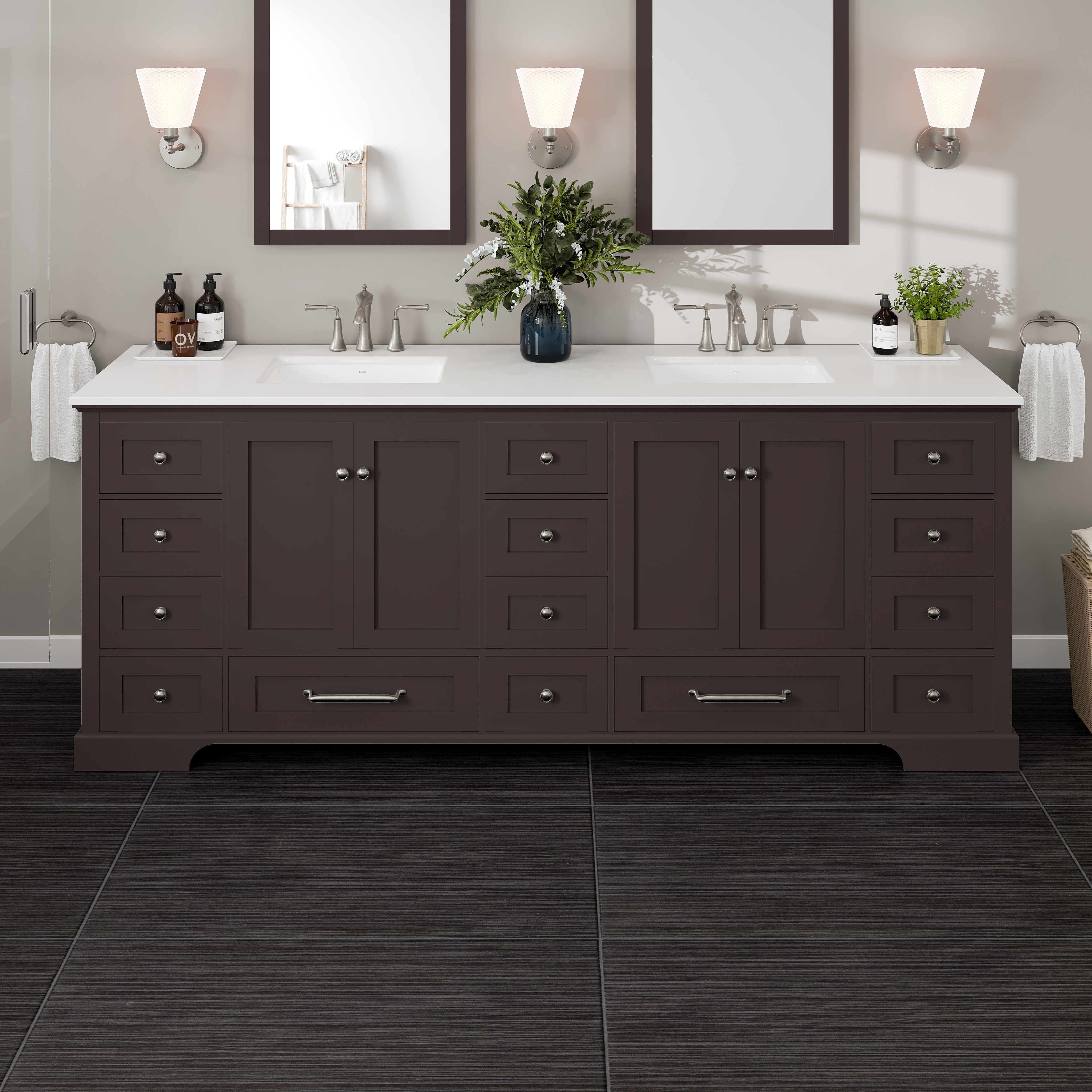 Lark Manor™ Minnich 78"W X 22"D Blue Double Sink Bathroom Vanity With ...